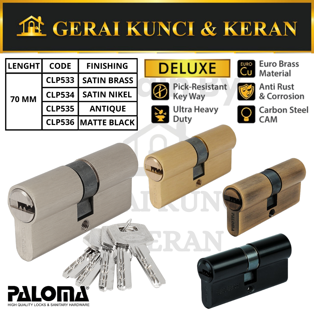 Paloma DELUXE CLP 53 70MM Cylinder Door Lock Double Cylinder 5 Key ...
