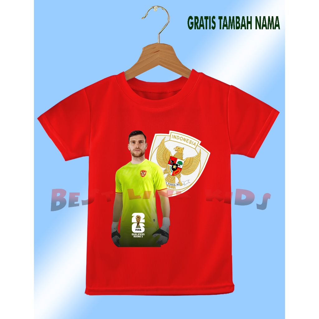 Martin Paes Indonesian National Team Children's Top T-shirt Free Name ...