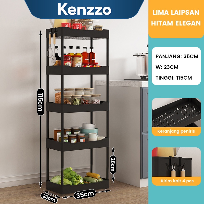 Kenzzo Kitchen Rack 4 Layers Multi-Purpose Trolley Rack Square Rack ...
