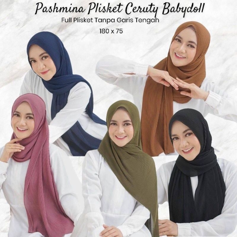 Pashmina PLISKET CERUTY BEBYDOLL // FULL PLISKET WITHOUT MIDDLE LINE ...