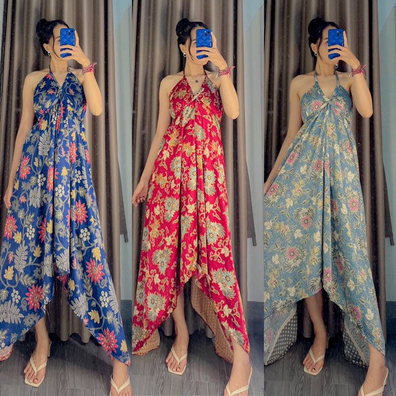 Hoki - PYRAMID LONGDRESS TaLI SATIN- Beach Dress - Silk | Shopee Malaysia