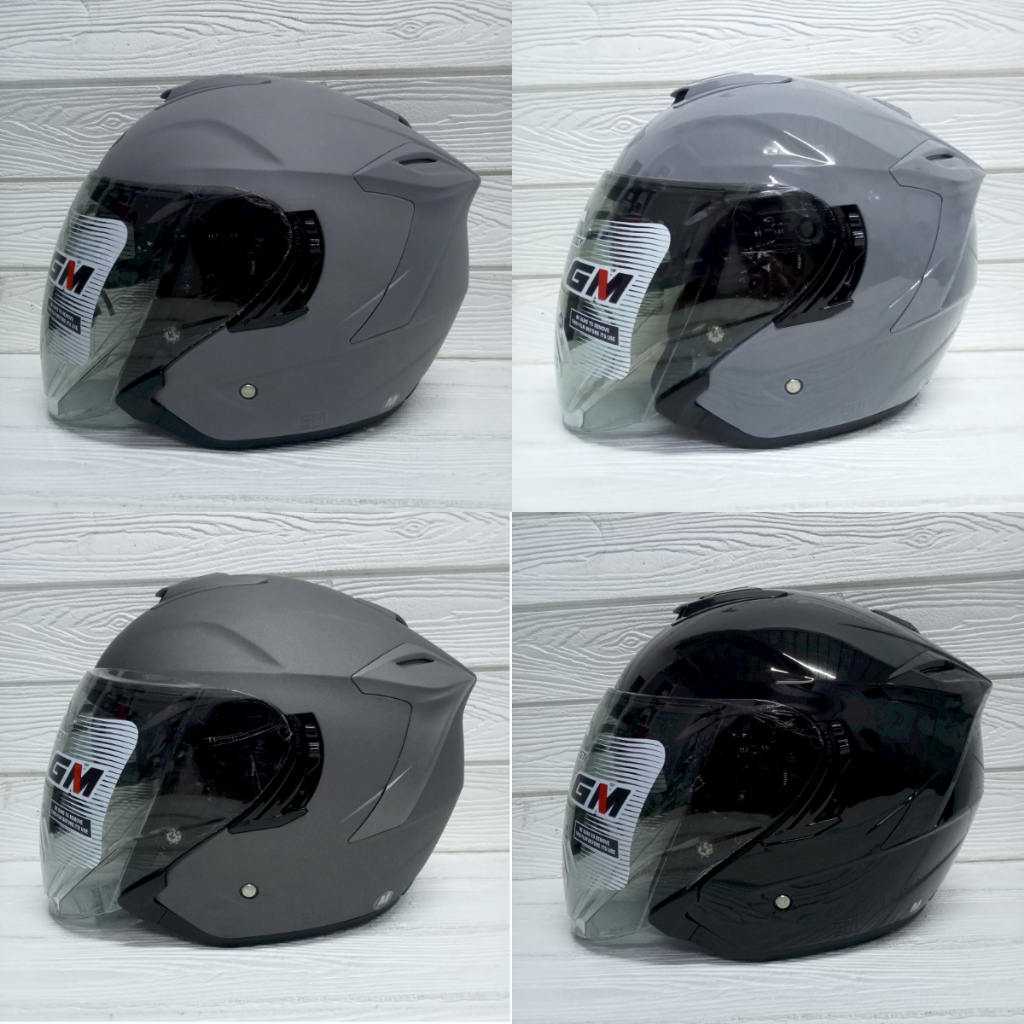 Gm FURY SOLID COLOR OPEN FACE DOUBLE VISOR HELMET | Shopee Malaysia