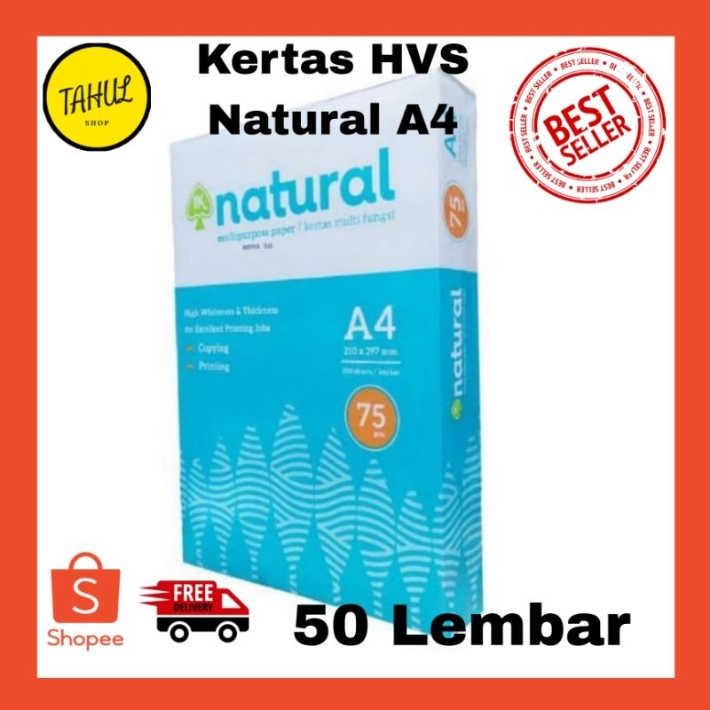 50 Sheets!!! HVS Natural A4 Paper 75 gsm / 70gsm | Shopee Malaysia