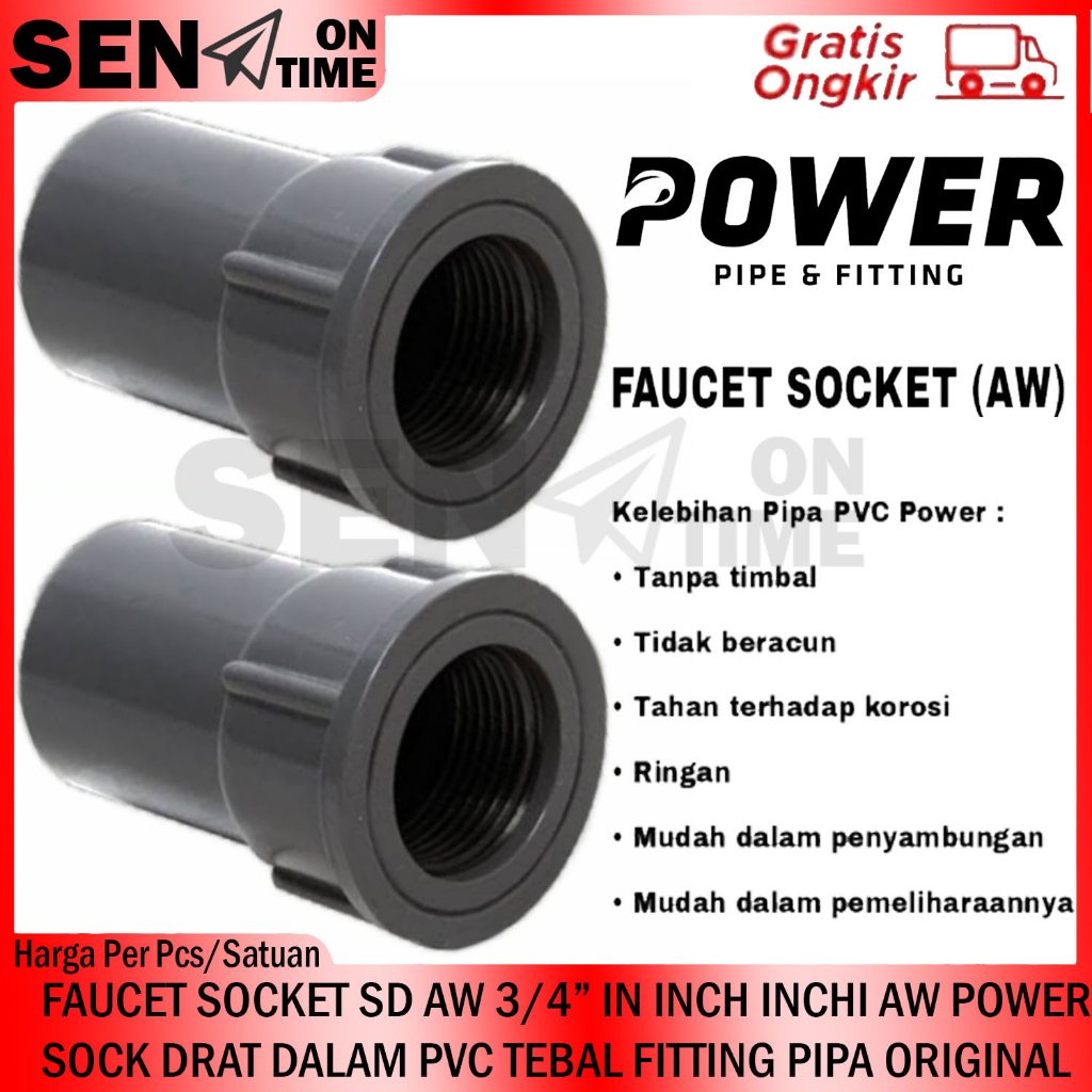 SOCK SOK DRAT IN FAUCET SOCKET SDD AW 3/4" INCH POWER PVC THICK FITTING ...