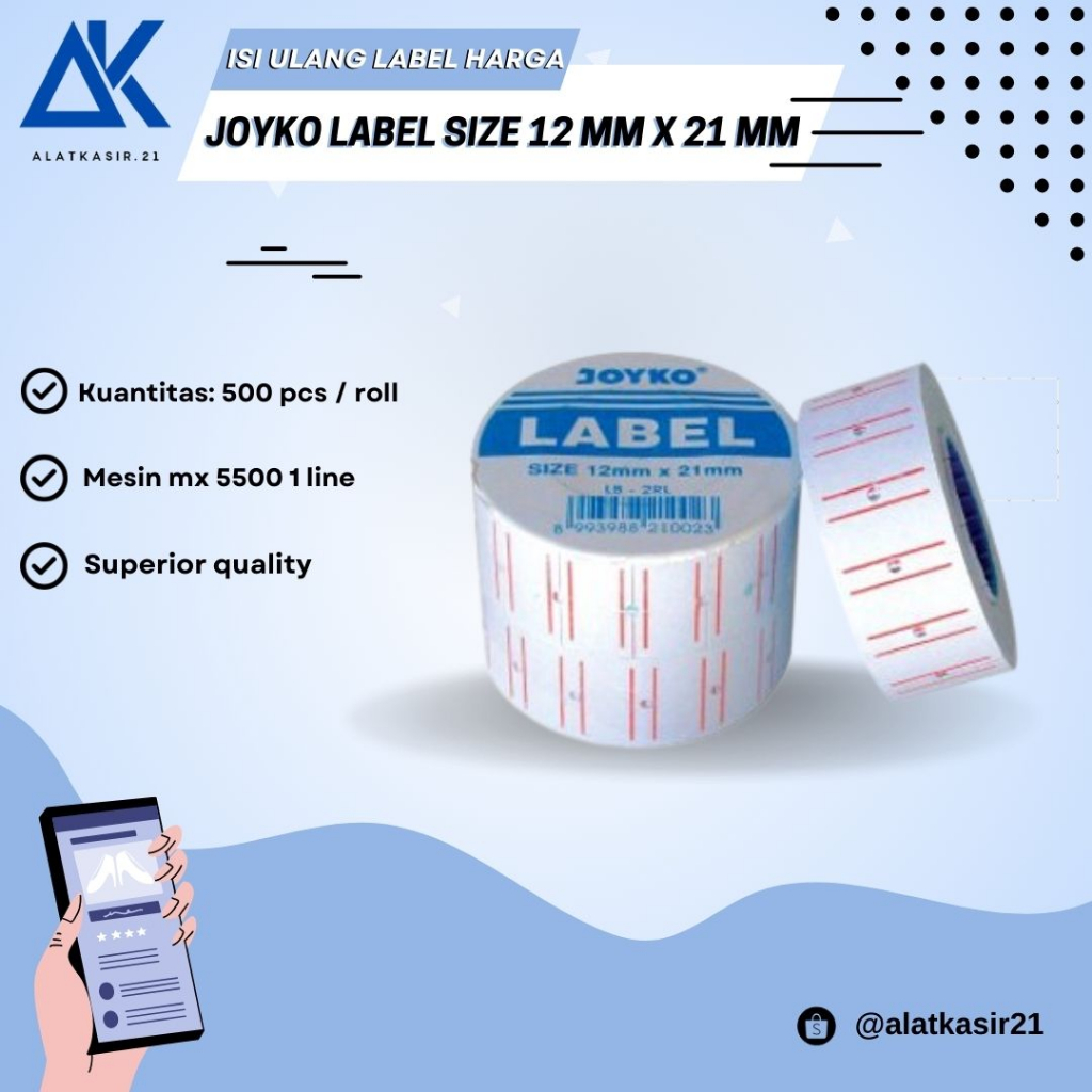 (1ROLL)JOYKO Price LABEL REFILL STICKER 12 MM X 21 MM LB - 2RL | Shopee ...