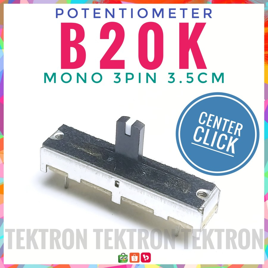 Potentiometer Slide B20K MONO 3PIN B203 20K Middle Click 3.5cm Potentio ...