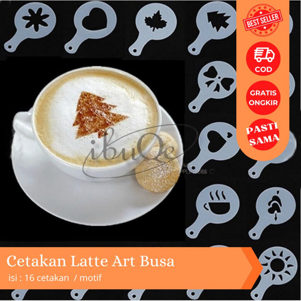 Latte ART FOAM COFFEE FOAM Mold 16 Models REUSABLE ART COFFEE BARISTA ...