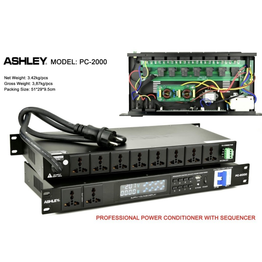 POWER CONDITIONER WITH SQUENCER ASHLEY PC2000 / PC 2000 ORIGINAL ASHLEY ...