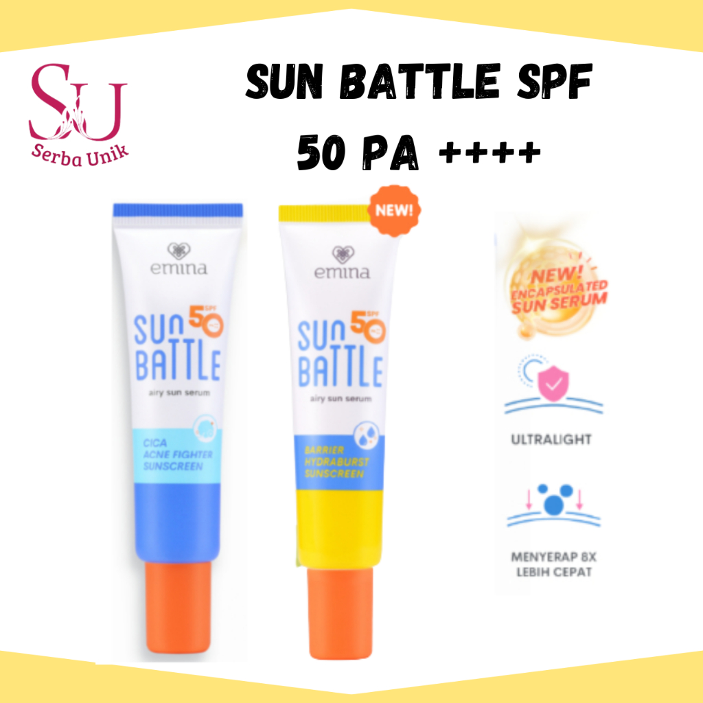 Emina Sun Battle SPF 50 PA+++ Cica Acne Fighter/Barrier Hydraburst ...