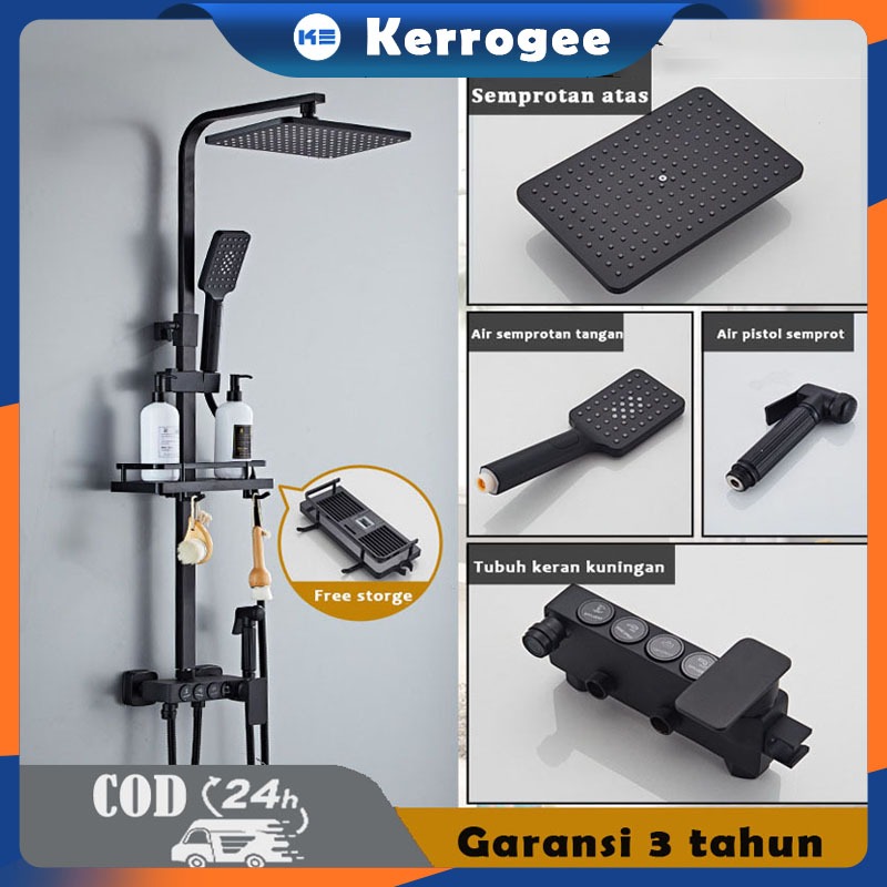 HITAM Kerrogee Shower Set 4 Hot-Cold Functions with Faucet/Complete ...
