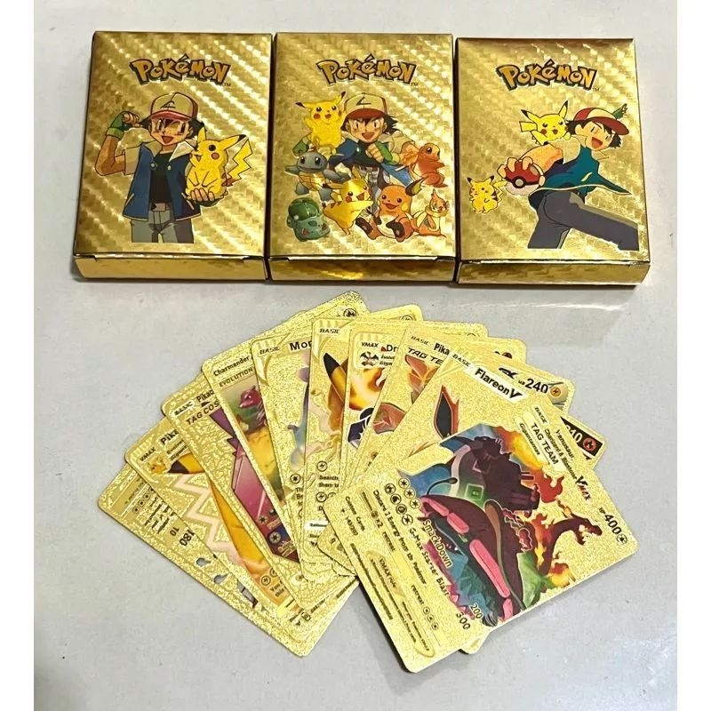 55 Sheets POKEMON GOLD Cards/Original/ POKEMON GOLDEN CARD CARDS//GOLD ...