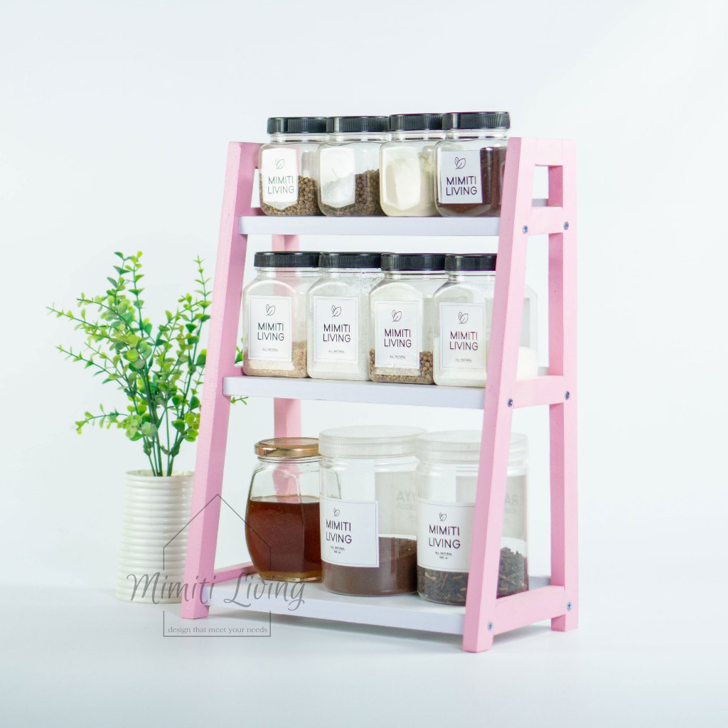 KAYU Pink 3-tier Multipurpose Wooden Shelf | Shopee Malaysia
