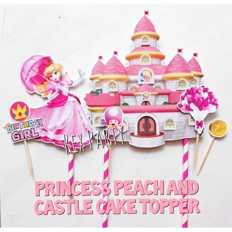 Princess Peach and Castle Cake Topper/Princess Peach Topper/ Castle ...