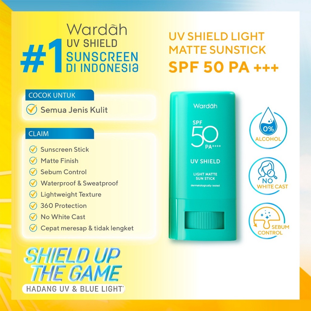Wardah UV Shield Light Matte Sun Stick SPF 50 PA+++++ | Shopee Malaysia