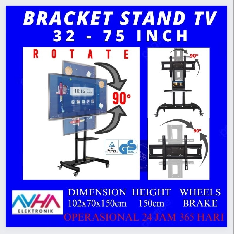 Bracket standing tv Rotate Portrait & Landscape, standing tv bracket, tv stand bracket, tv stand ...