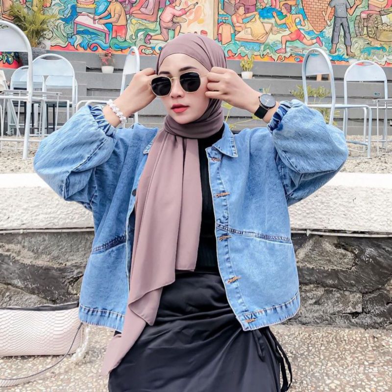 Vintage JEANS JACKET OVERSIZE by Diva Moslem | Shopee Malaysia