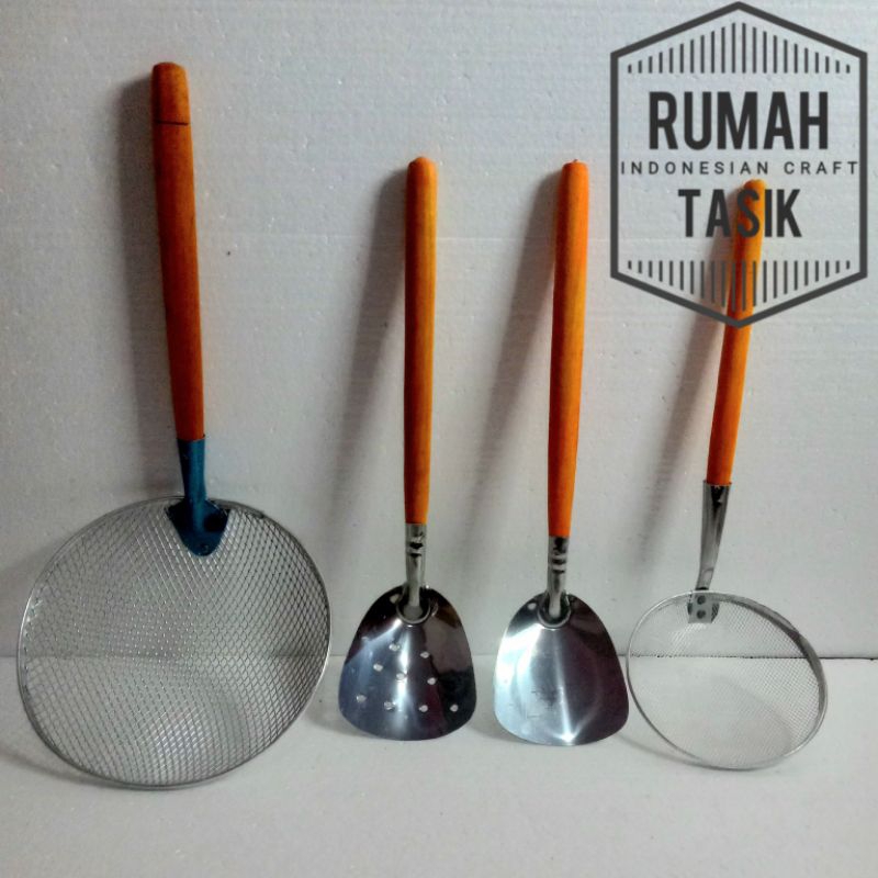 KAYU Spatula Susuk Serokan Sutil Wooden Handle Anti-Hot Lake House ...