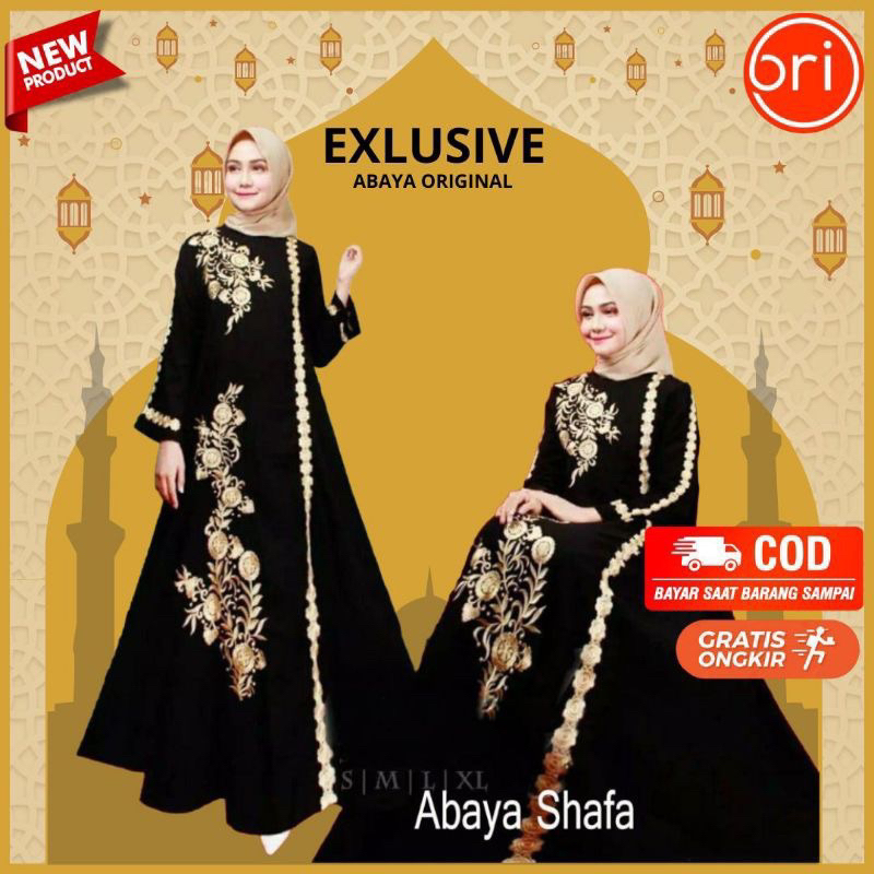 HITAM Adult Black Saudi Dhubai Gamis Shofah Embroidery Jetblack Fabric ...