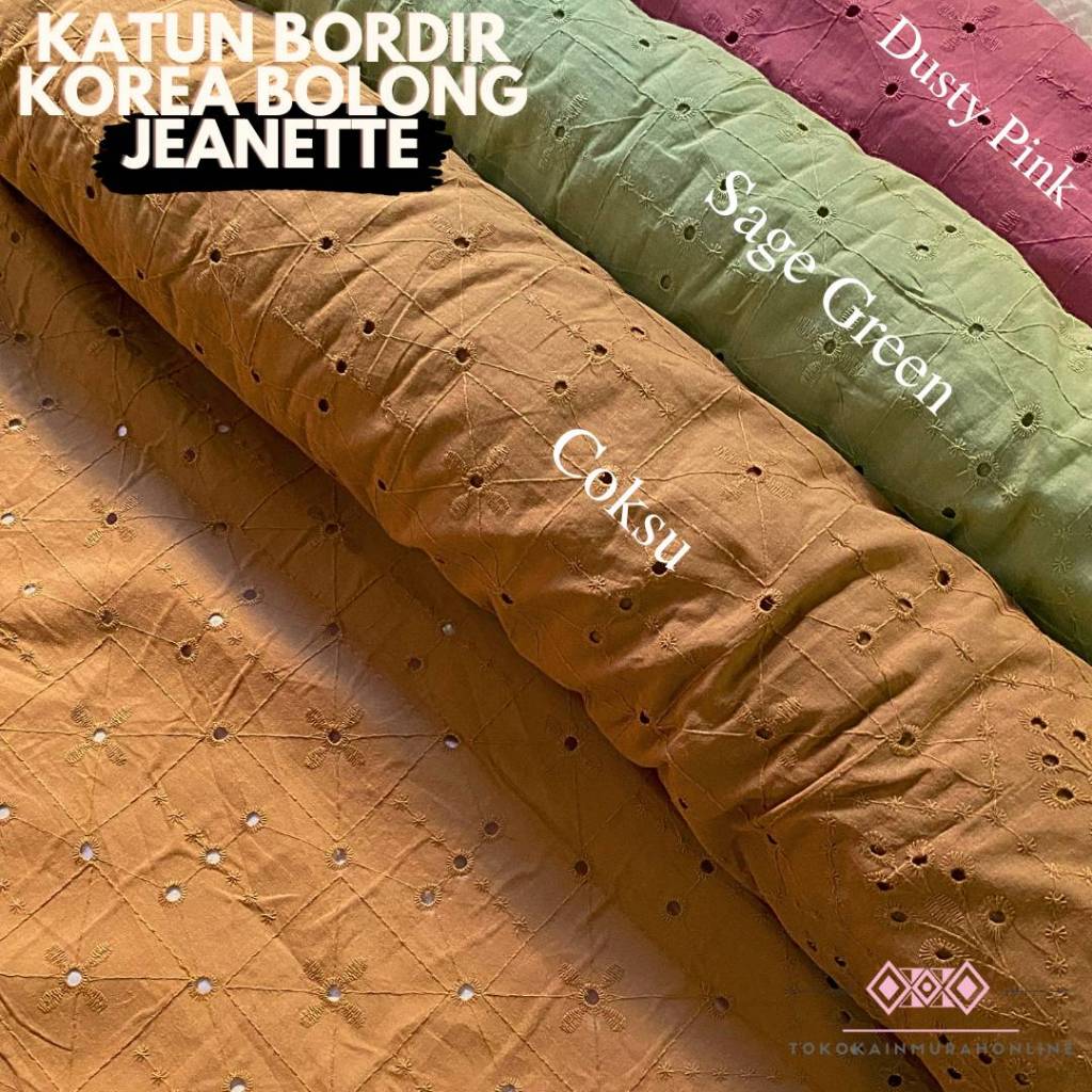 PUTIH KATUN Korean Embroidered Bolong Cotton Fabric With "Jeanette ...
