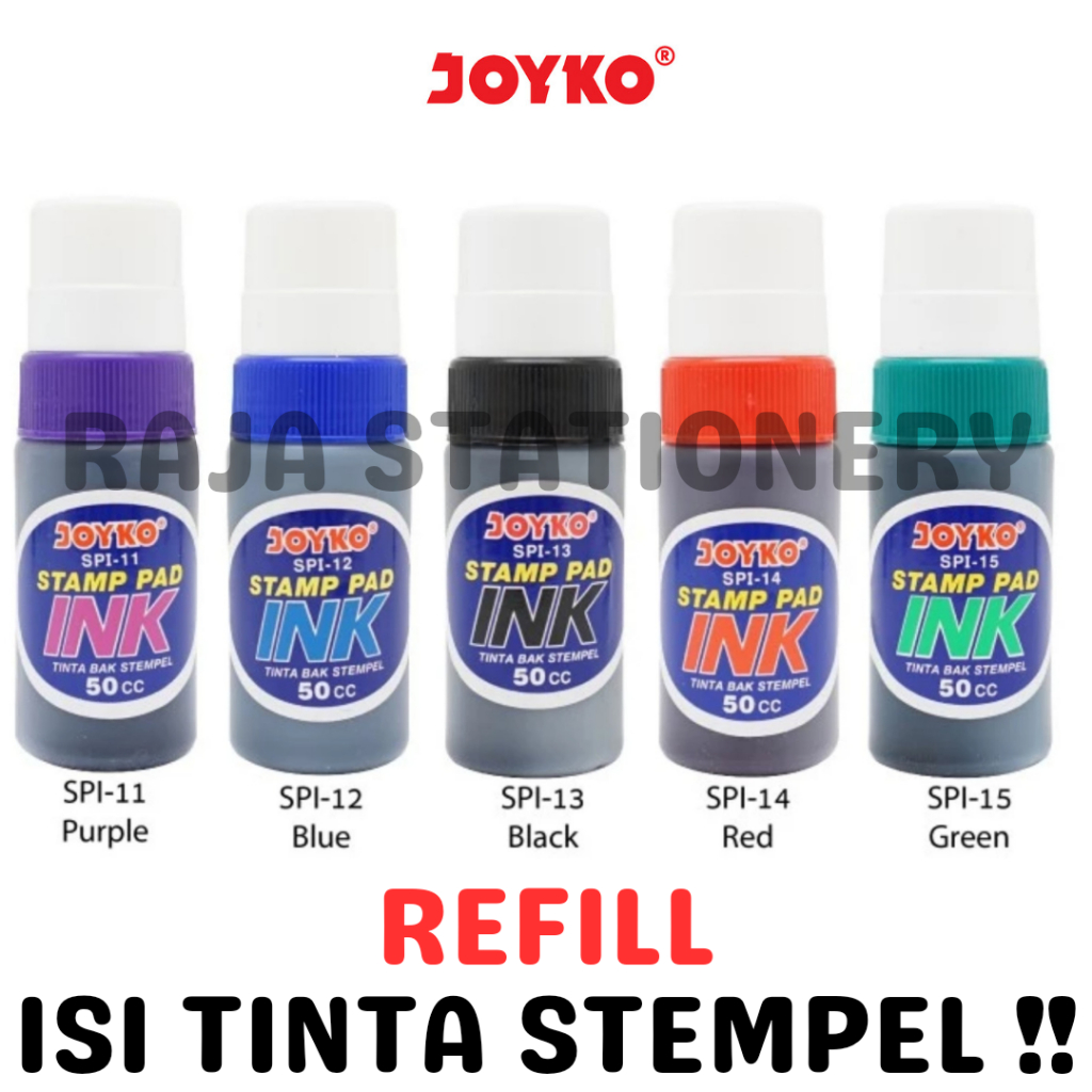 MERAH HIJAU UNGU HITAM Joyko Stamp Pad Ink REFILL Black Blue Red Green ...
