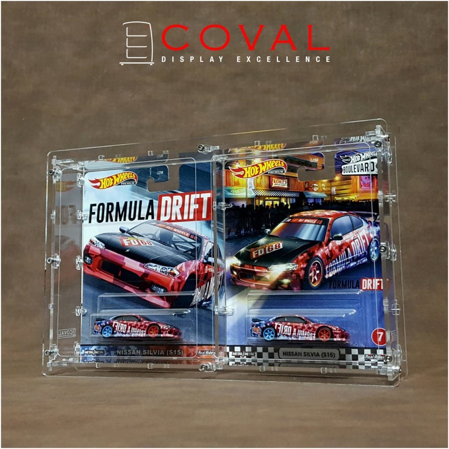 Coval HWC-201 Acrylic Display for 2 x 1 Carded Hot Wheels Premium / Pop ...