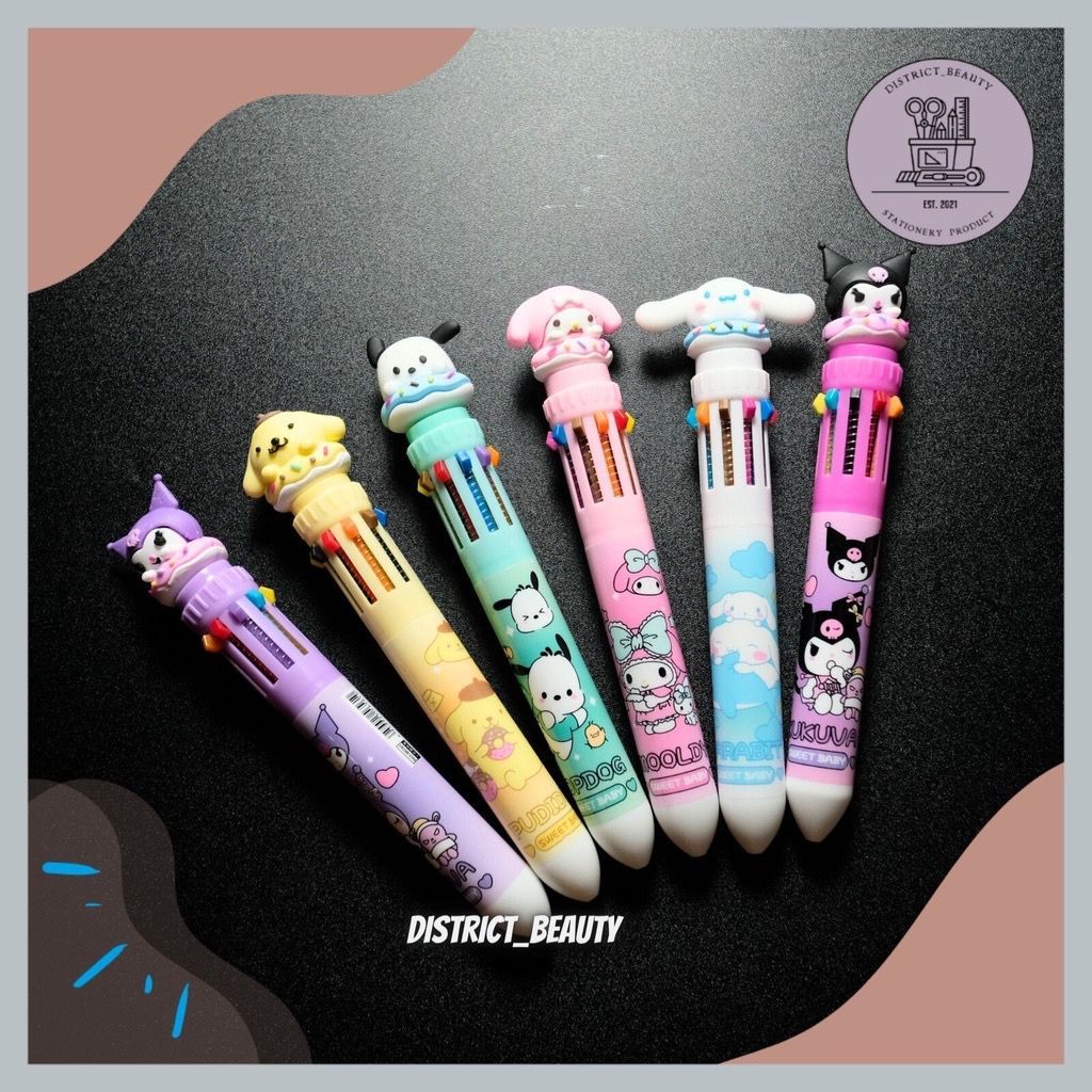 10 COLORS SANRIO PENS COLORFUL SANRIO PENS CUTE KUROMI CINAMOROL PENS ...
