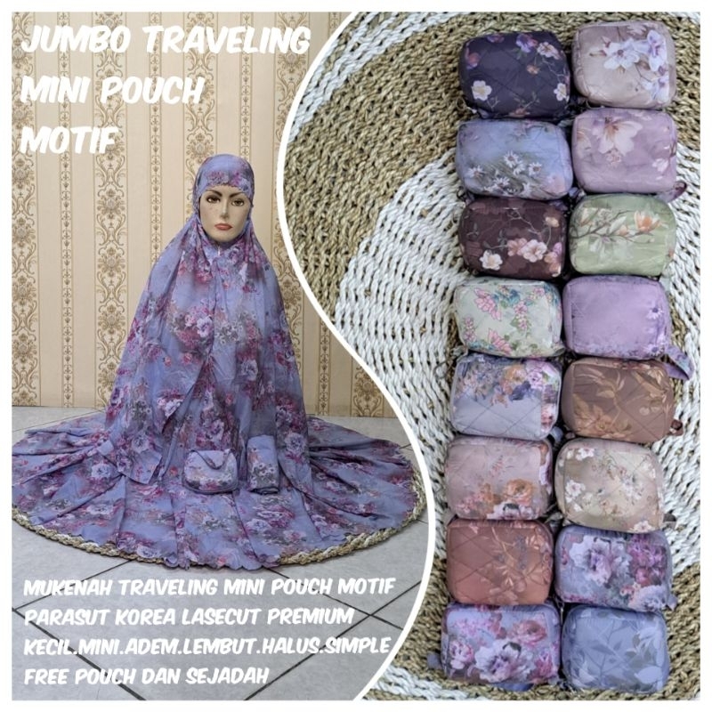 Mukenah Traveling 2 in 1 Mini Pouch Premium Korean Parachute Motif ...