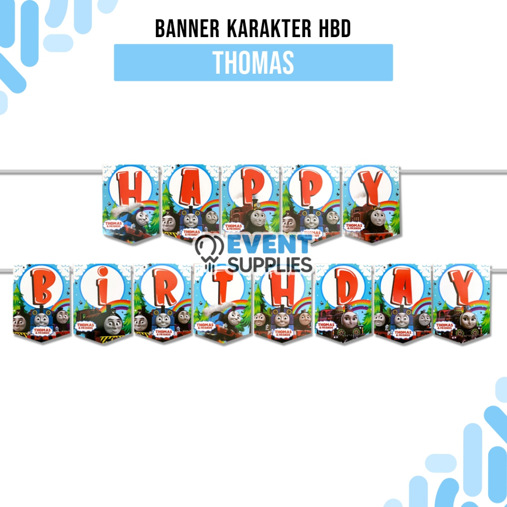 Thomas Cartoon Character Banner Thomas and Friend Train Happy BirthDay ...