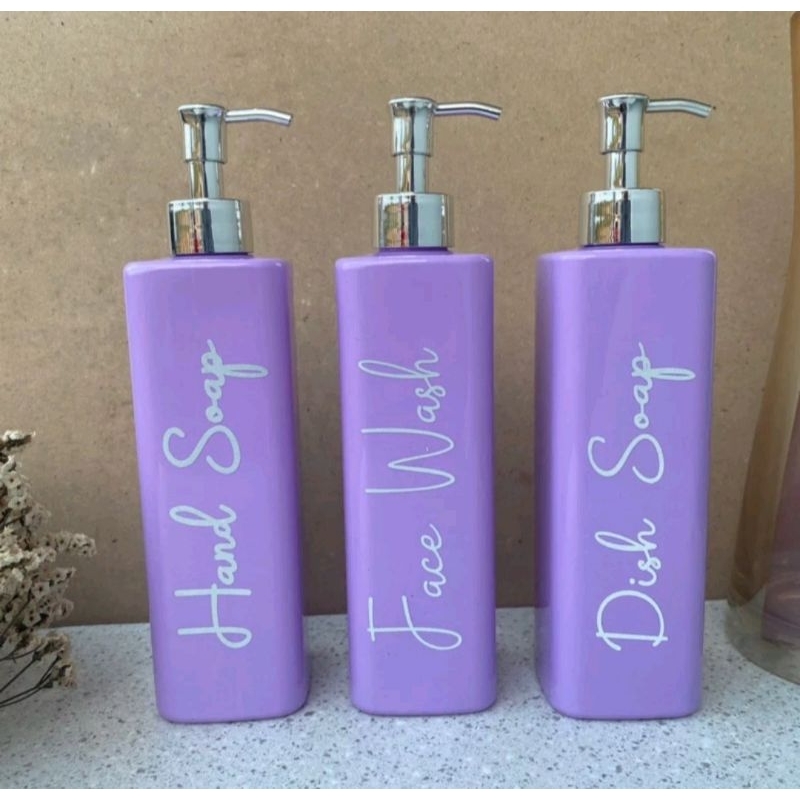 UNGU AESTHETIC LIQUID SOAP BOTTLE 500ML PURPLE BOX PUMP LUXURY SILVER ...
