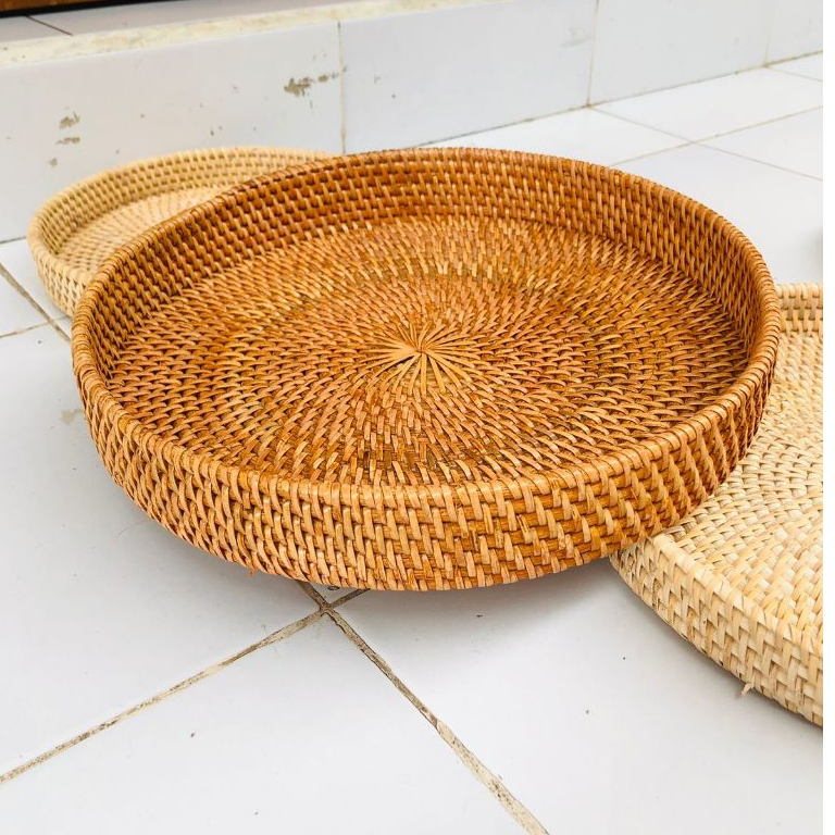 Plain round rattan trays 30 cm and 25 cm | Shopee Malaysia