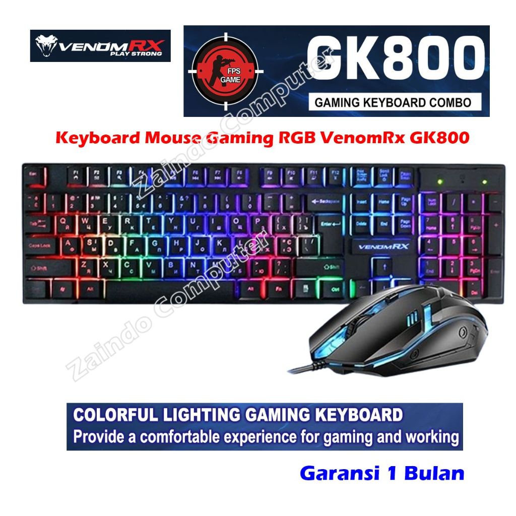 Keyboard MOUSE GAMING RGB VENOMRX GK800 COMBO GAMING RGB - RGB LED ...