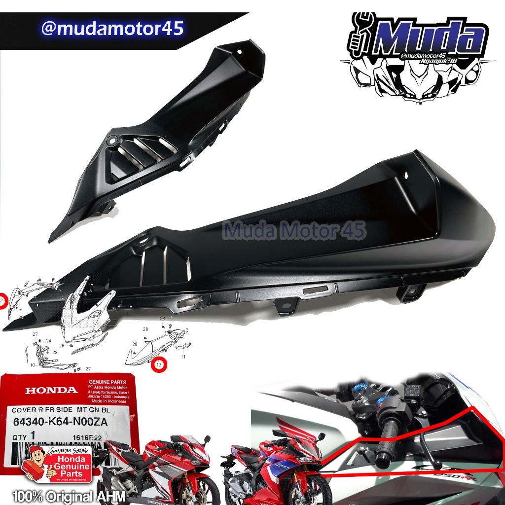 Air SCOOP CBR250RR RIGHT 64340-K64-N00ZA COVER R FR SIDE CBR 250 RR ...