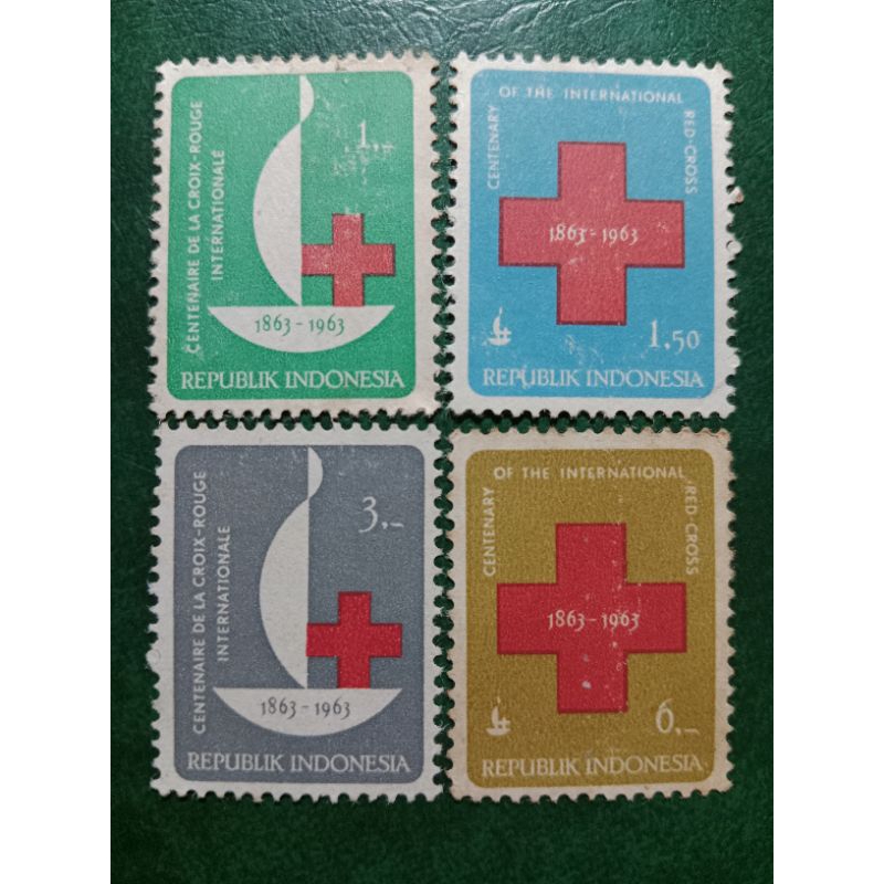 MERAH 4 Pcs Indonesian Stamps of a Century of Red Cross 1963 UN USED ...