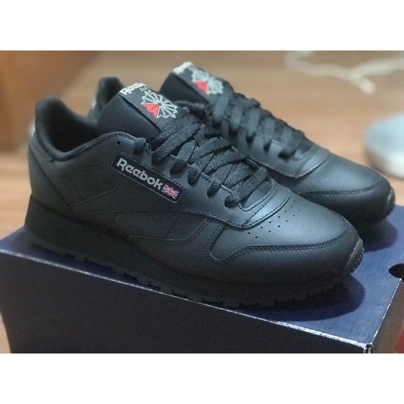 REEBOK CLASSIC LEATHER BLACK 100% ORIGINAL OFFICIAL PT MAP / | Shopee ...