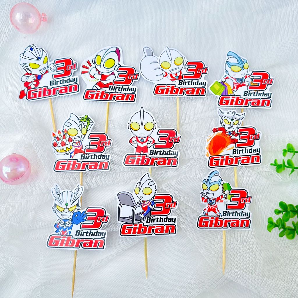 Ultraman Chibi Cupcake Topper / Birthday Cake Decoration - Custom Name ...