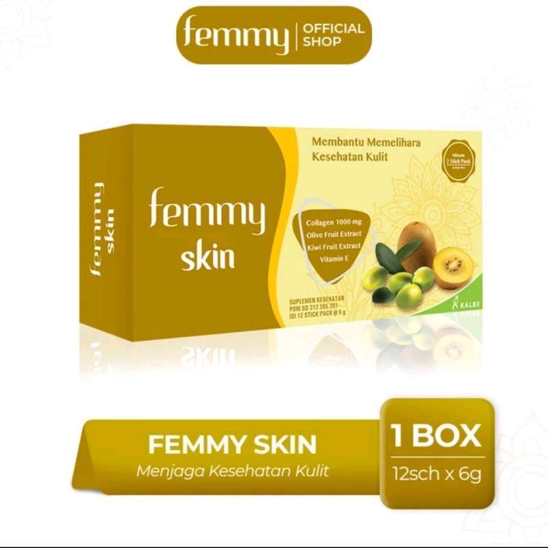 Femmy Skin Collagen Drink 1 Box contains 12 Sticks @ 6gr Maintains ...