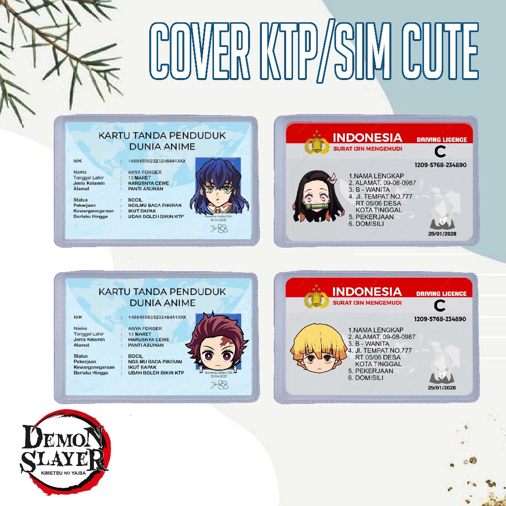 Protective Cover Id Card SIM Character Dem0n Slayer Nezuko Zenitsu ...