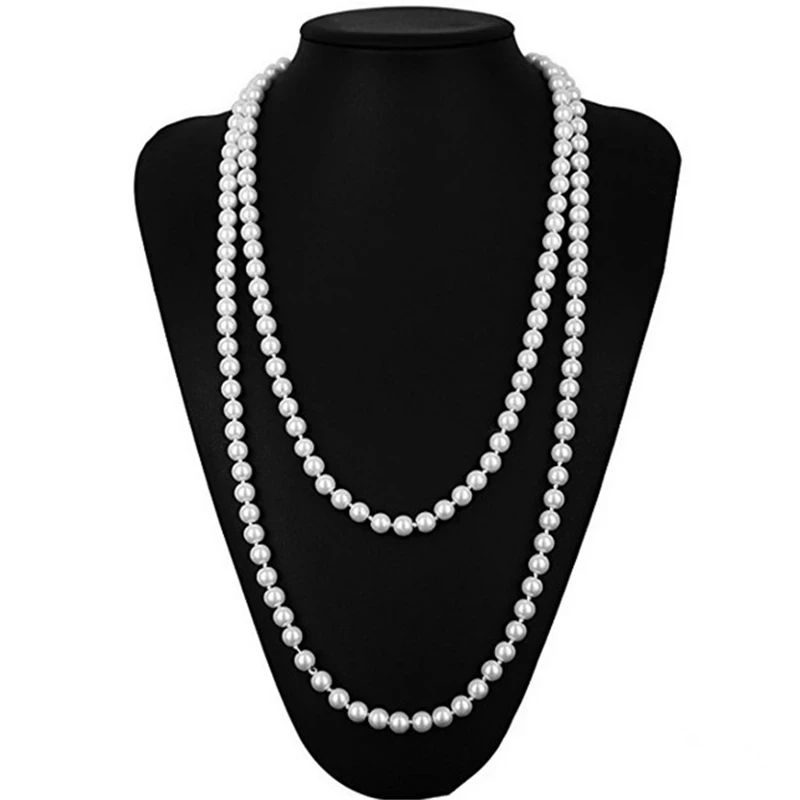 Great Gatsby Long Pearl Necklace Can Be 2 Layers Women | Shopee Malaysia