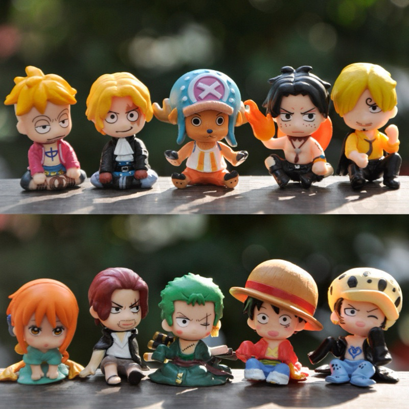 One Piece Figure Cute Mini Display Kawaii Sitting: Luffy, Shanks, Zoro ...