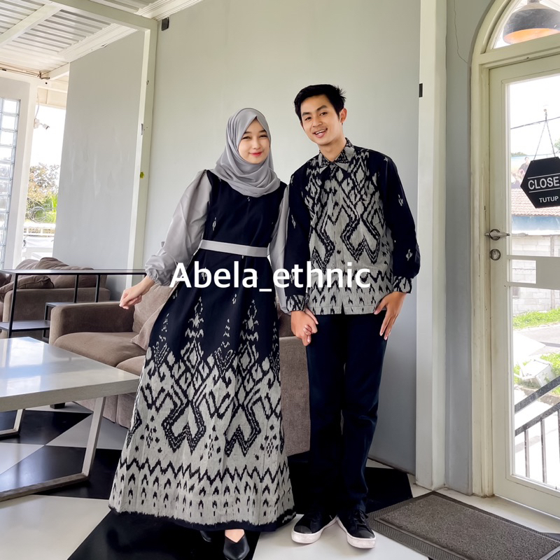 Raya COUPLE TENUN BLACK GRAY - BAJU TENUN - BAJU TENUN COUPLE - COUPLE ...