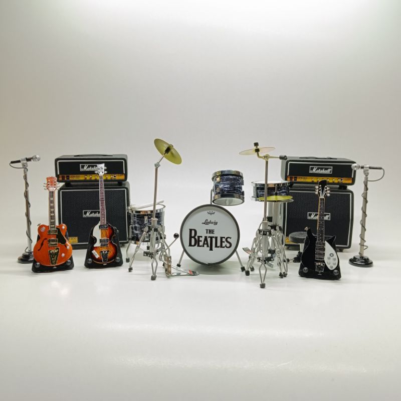 Miniature drum set the beatles plus mini Guitar 3pcs 1: 12 action ...