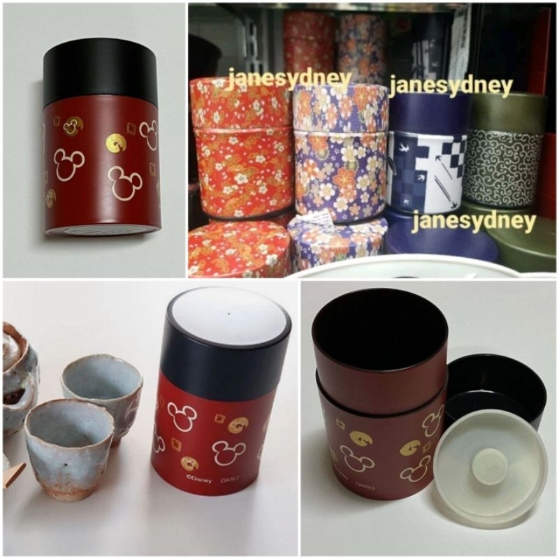 Disney Mickey Aizu Lacquer Ware Daiso Tea Caddy Chazutsu Tea Storage ...