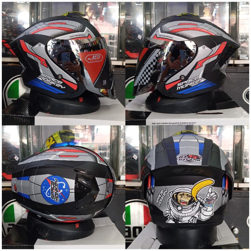SPACE MONKEY BLACK DOFF MOTIF JS ARMOR HELMET | Shopee Malaysia