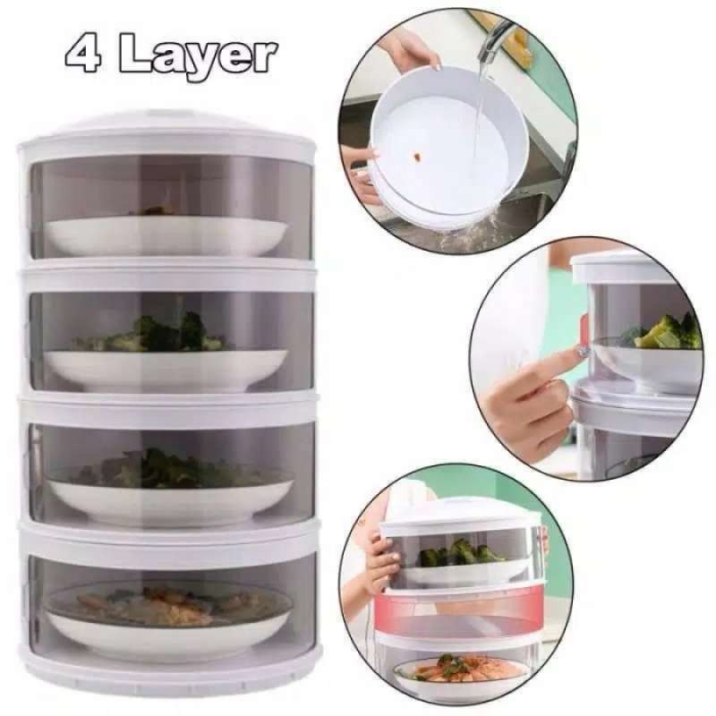 [EA] 4 LAYER PORTABLE FOOD COVER SERVING COVER - 4 LAYER FOOD RACK ...