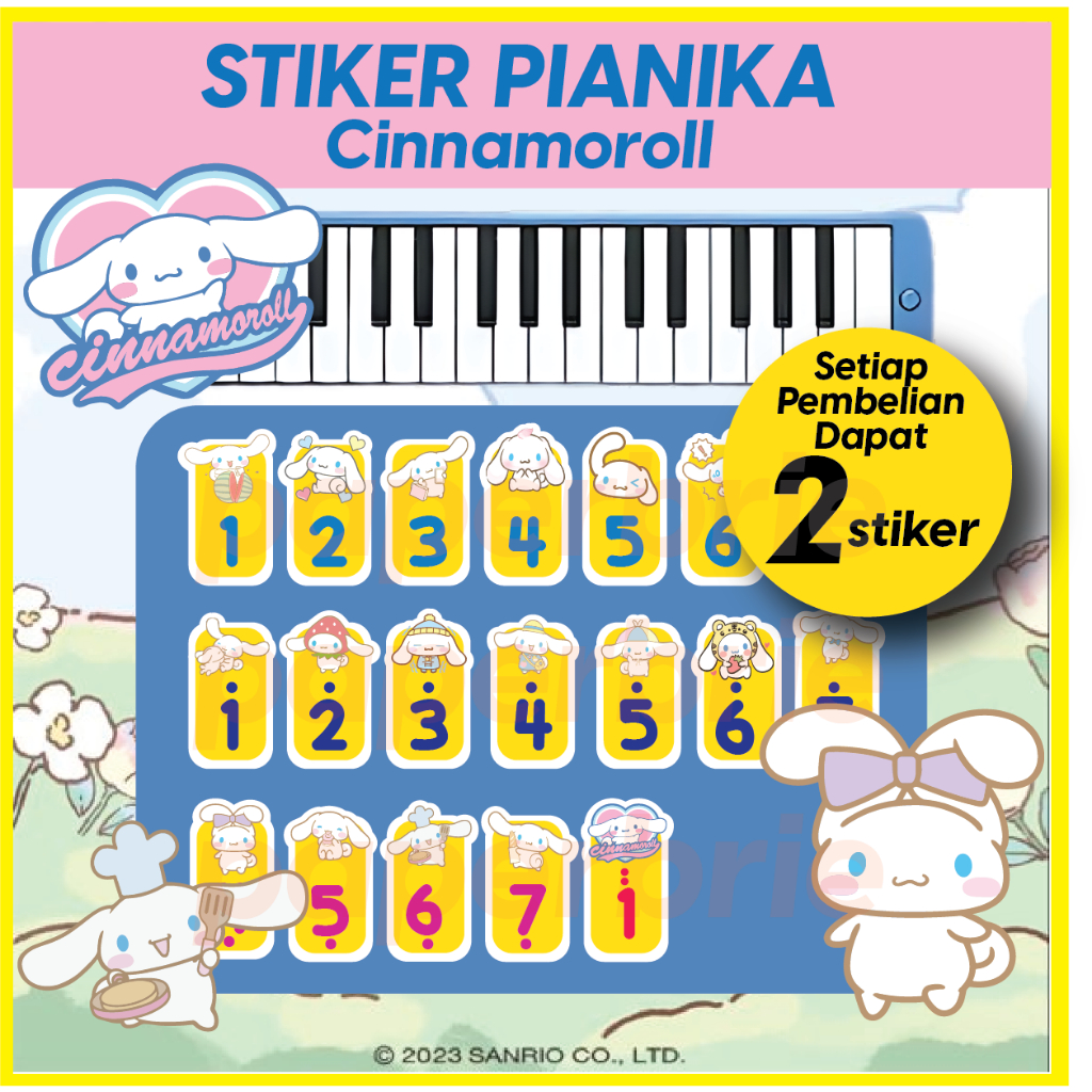 [ Get 2 SET ] Cinnamoroll pianika stickers pianika stickers piano notes ...