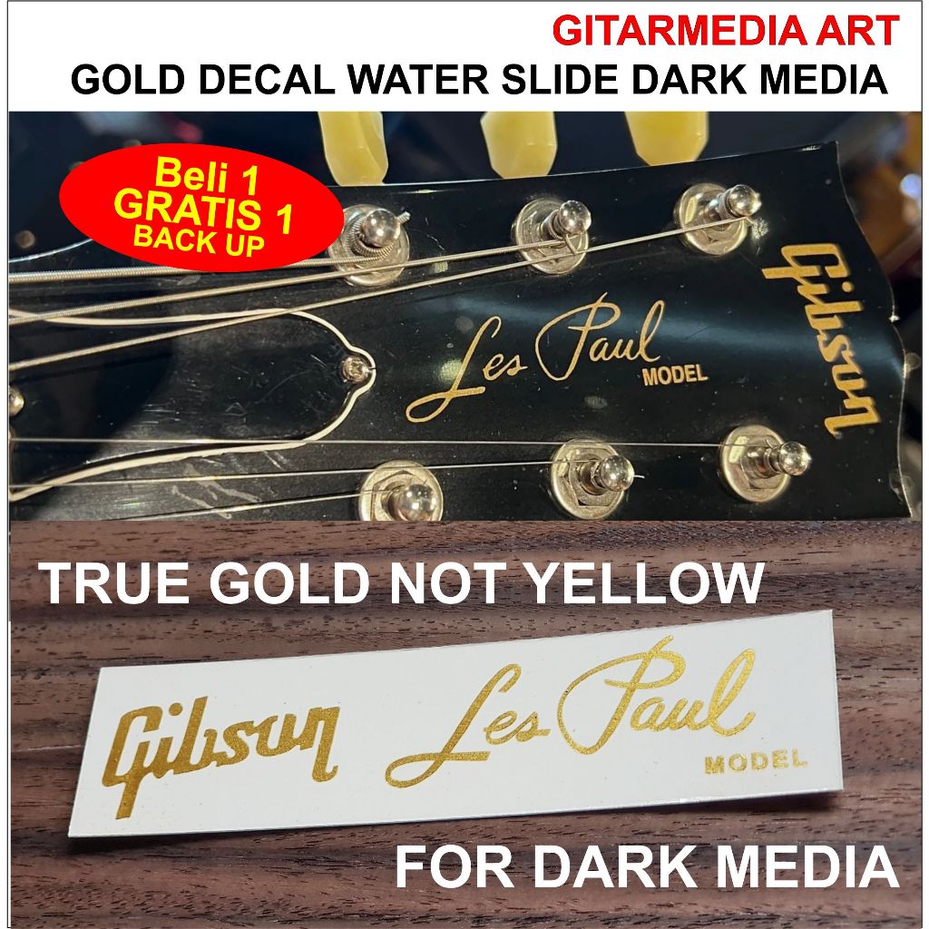Gibson lespaul logo model gold water slide decal | Shopee Malaysia