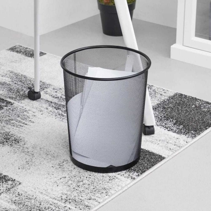 HITAM Round Iron Mesh Trash Bin Mesh Basket Black Barrel | Shopee Malaysia
