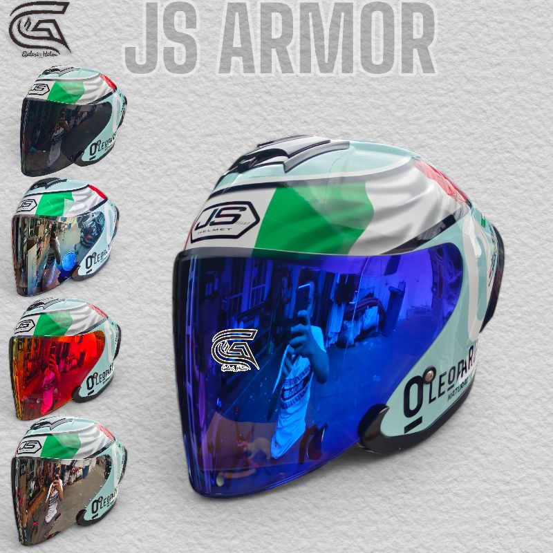Helmet JS ARMOR LEOPARD EASY GREEN|Half FACE | Shopee Malaysia