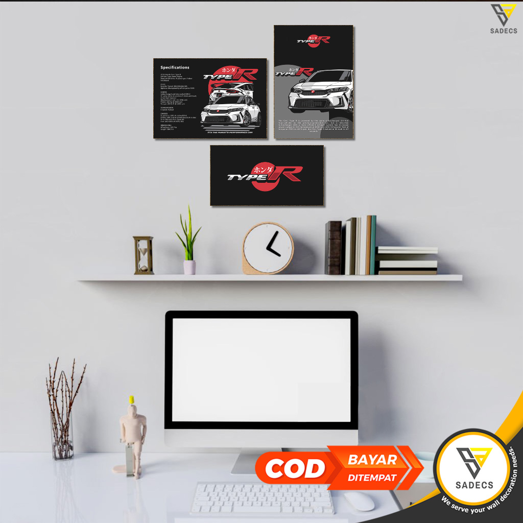 HIASAN DINDING KAYU Sadecs - Canvas Wooden Poster CIVIC TYPR R 2023 ...
