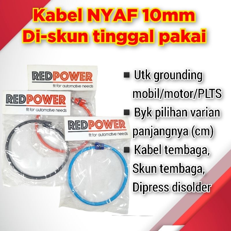 Nyaf Car ground Cable 10mm Redpower Various Length Variants Already In ...